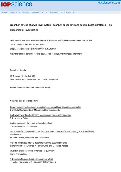 Pdf Quantum Driving Of A Two Level System Quantum Speed Limit And Superadiabatic Protocols