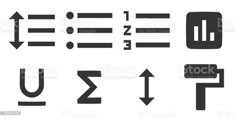 Set Of 8 Icons Editor A Set Vector Icons Outline Isolated Signs Linear Symbols Set Stock