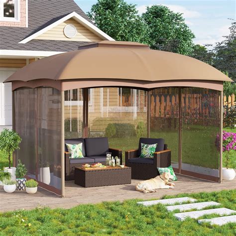 Phi Villa 10x12 Gazebo Canopy For Patio Double Vent