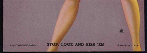 Original Vintage Risque Art Deco Mutoscope Card Stop Look And Kiss Em