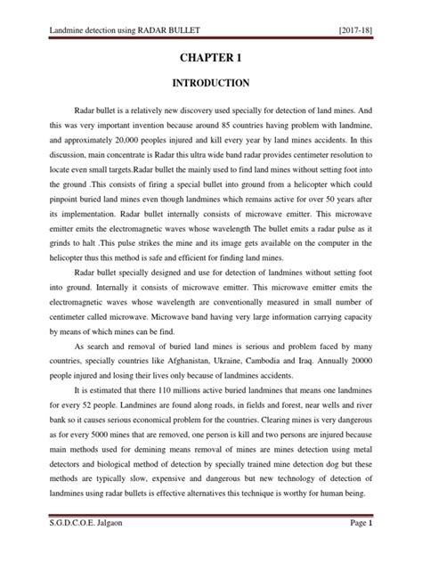 Landmines Detection Using Radar Bullet Pdf Land Mine Radar