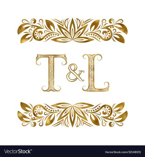 T And L Vintage Initials Logo Symbol Letters Vector Image