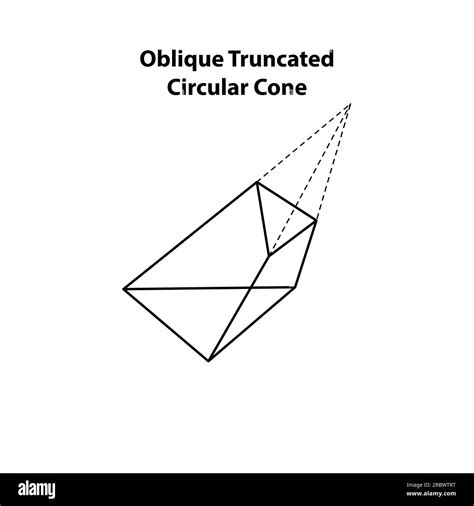 Oblique Truncated Circular Cone Geometric Shapes Vector Illustration