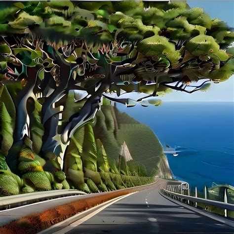 Premium Photo The Road Is Covered With Magnificent Trees On Both Sid