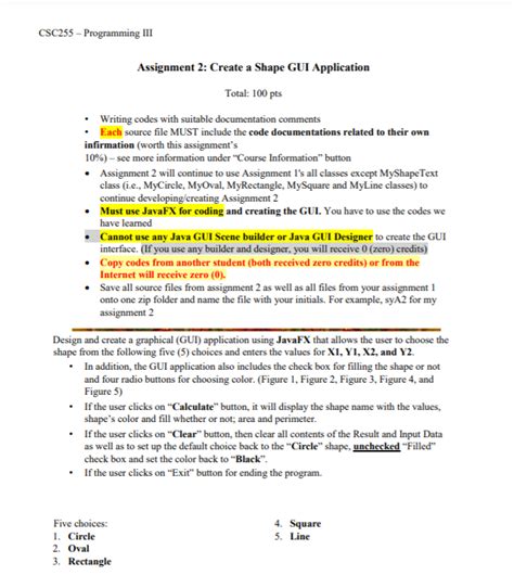 Solved Csc255 Programming Iii Assignment 2 Create A Shape