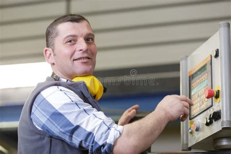 Industrial Engineer Using Touchpad Machine In Factory Stock Image Image Of Expertise Machine