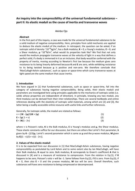 Pdf An Inquiry Into The Compressibility Of The Universal Fundamental Substance Part Ii Its