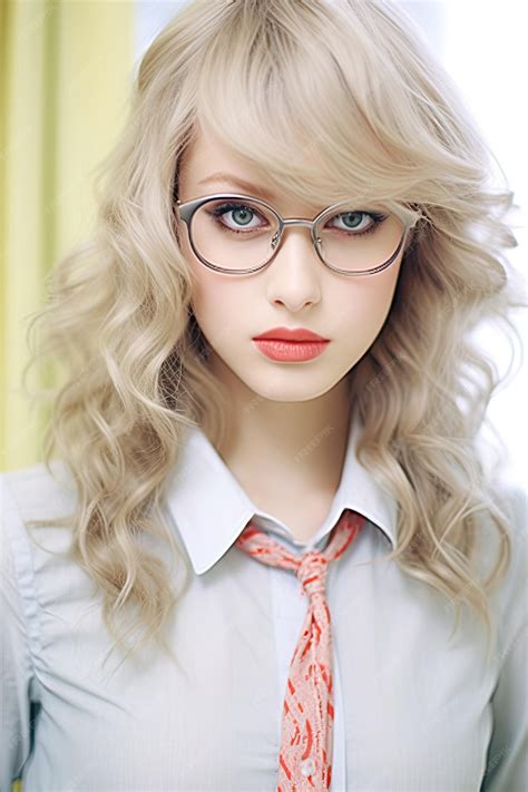 Premium Ai Image A Woman With Blonde Hair Wearing Glasses