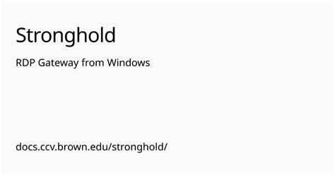 RDP Gateway From Windows Stronghold