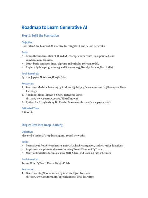 Roadmap To Learn Generative Ai Pdf