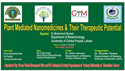 Dr Muhammad Naveed On Linkedin My Next Talk On Plant Mediated Nanomedicine At University Of