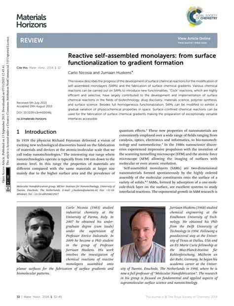 Pdf Reactive Self Assembled Monolayers From Surface