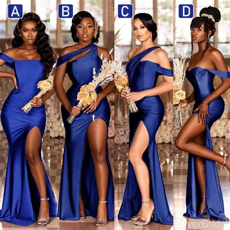 Mismatched Royal Blue Mermaid Cheap Long Bridesmaid Dresses Online Wg1