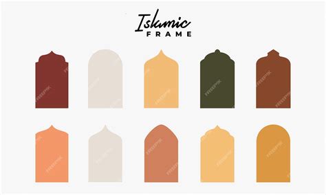 현대적인 보헤미안 디자인 문 모스크 돔 및 랜턴이슬람 프레임 아이콘 템플릿이 있는 동양 스타일의 이슬람 창문과 아치 모음 프리미엄 벡터