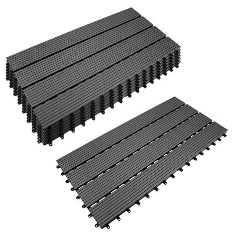 Dalle De Terrasse 12 Pièces 60x30cm Pour Recouvrir Sol De 1m² Revêtement Extérieur Jardin Wpc