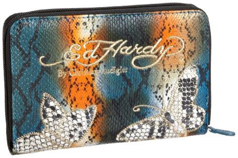 Ed Hardy Jaqueline Compact Clutchwalletblueone Size Designer
