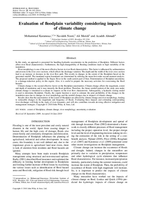 Pdf Evaluation Of Floodplain Variability Considering Impacts Of
