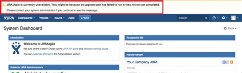 Installing Jira Agile Gives Error Message Jira Agile Is Currently Unavailable This Might Be