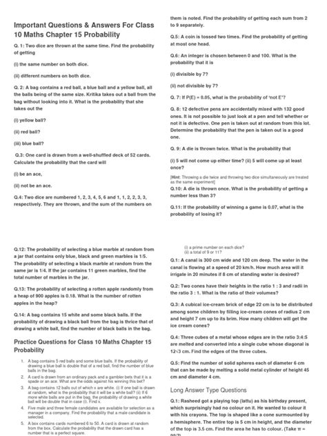 Class X Revision For Pyq 10th Pdf Circle Area