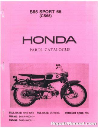 Honda S65 Sport 65 Motorcycle Parts Manual