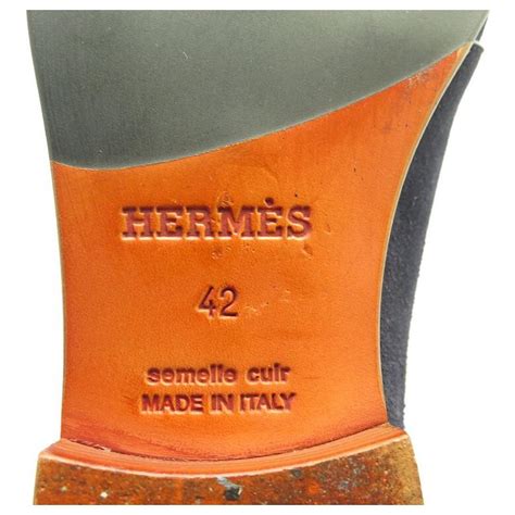 Hermès Hermes Loafers 42 Logo H Signature Blue Suede Suede Loafers Navy Blue Ref 791590 Joli