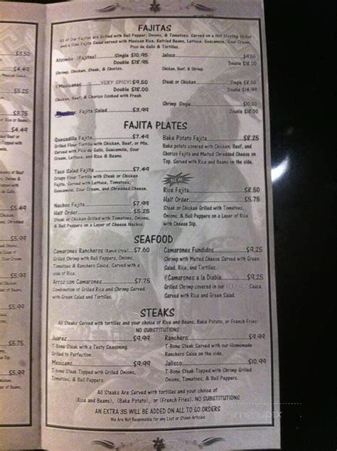 Menu Of Atzimba Mexican Restaurant In Lexington Tn 38351