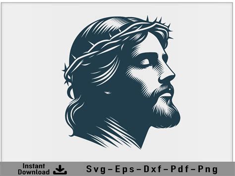 Jesus Christ Face Svg Vector Silhouette Graphic By Shikharay410