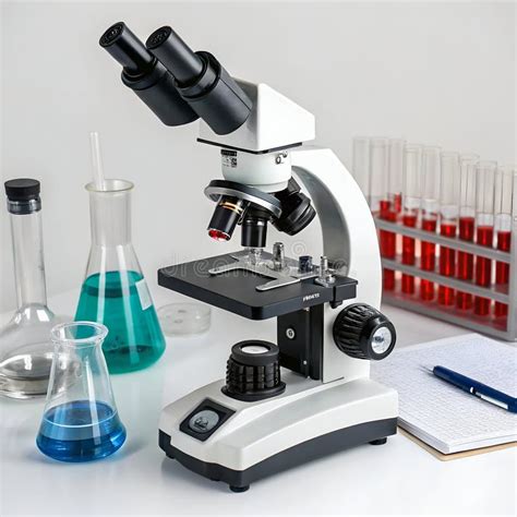 Science Arrangement With Microscope Isolated On White Background Stock Illustration