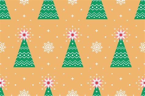 녹색 크리스마스 트리와 눈송이가 있는 완벽 한 패턴 평면 스타일의 금색 배경에 0명에 대한 스톡 벡터 아트 및 기타 이미지 0명 12월 겨울 Istock