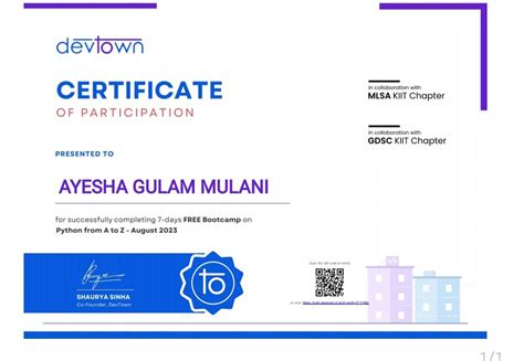 ayesha mulani on linkedin python programming certification devtown