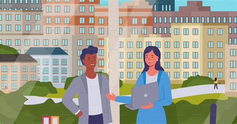 사무실에서 여자와 이야기하는 아프리카 남자 노트북을 들고 젊은 사업가와 프로젝트 또는 스트래트업에 대해 논의하고 있다 의사 소통 동료 투명한 파노라마 창문을 통한 도시