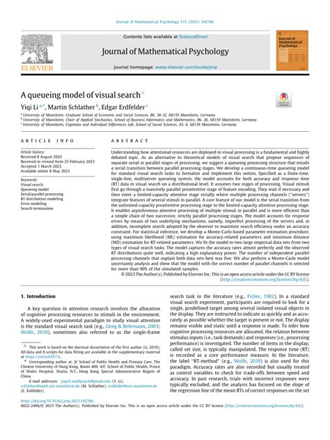 Pdf A Queueing Model Of Visual Search