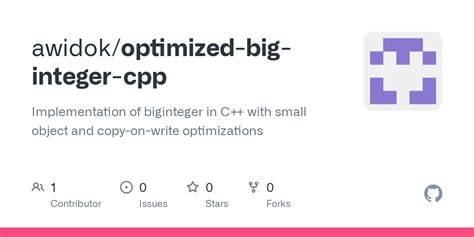 Github Awidokoptimized Big Integer Cpp Implementation Of Biginteger