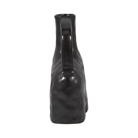 Ceramic 8 Metallic Triple Handle Vase Black The Brick