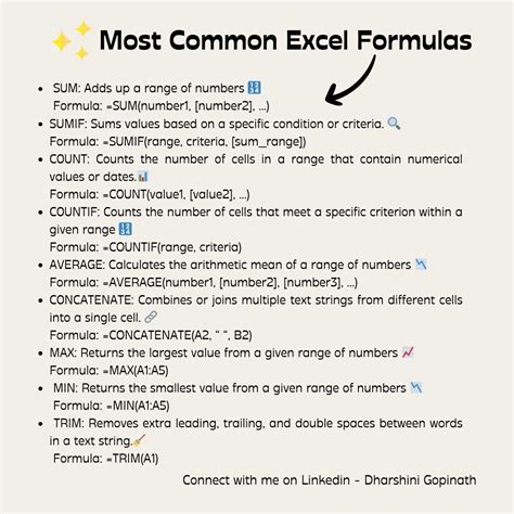 dharshini gopinath on linkedin 🌟elevate excel skills with these essential functions 🧑‍💻🌟