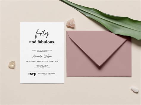 40th Birthday Invitation Editable Canva Template Forty And Fabulous Etsy