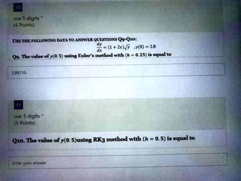 SOLVED Use Digits Points USETHE FOLLOWING DATA TO ANSWER QUESTIONS Q Q O Y