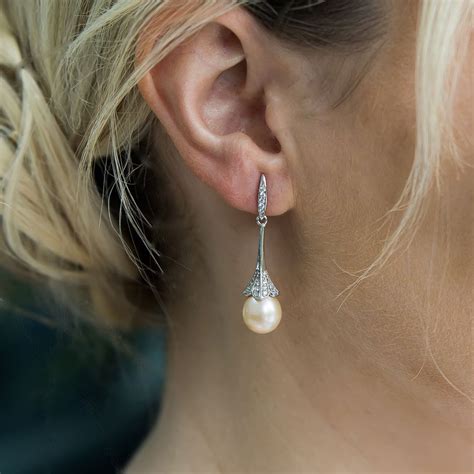 Vintage Drop Pearl Earrings Tigerlily Jewellery