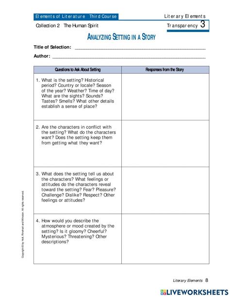 Analyzing Elements Of Fiction Scripts And Plays Worksheet Worksheets Library