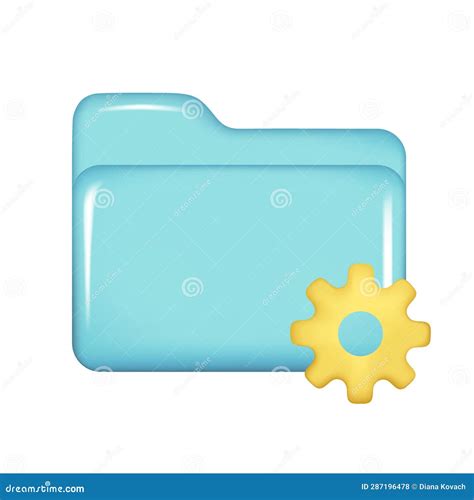 Realistic 3d Blue Folder And Settings Icon Decorative 3d Management Closed File Element Web