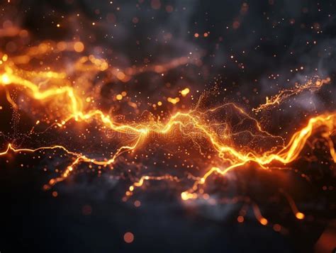 Abstract Golden Energy Flow With Particles Generative Ai Stock