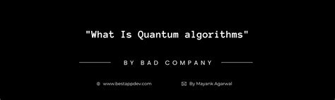 What Is Quantum Algorithms