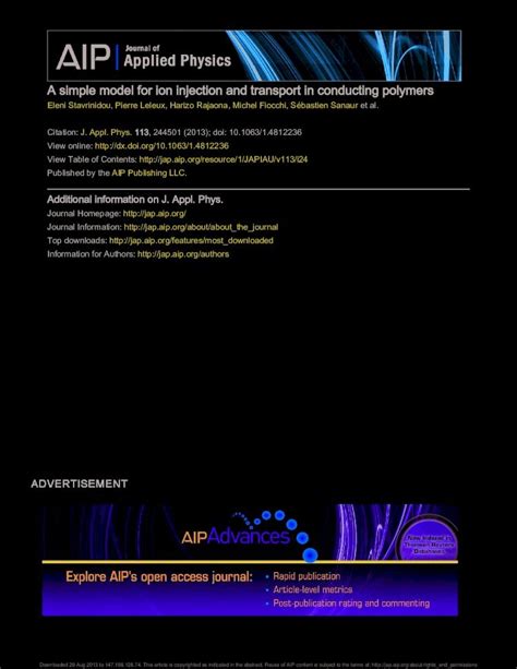 Pdf A Simple Model For Ion Injection And Transport In Conducting
