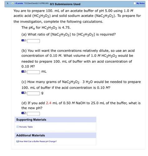 Solved You Are To Prepare 100 Ml Of An Acetate Buffer Of Ph