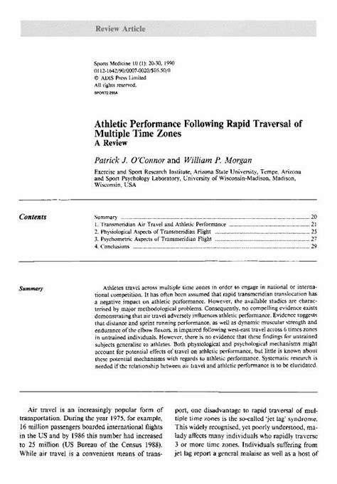 pdf athletic performance following rapid traversal of multiple time