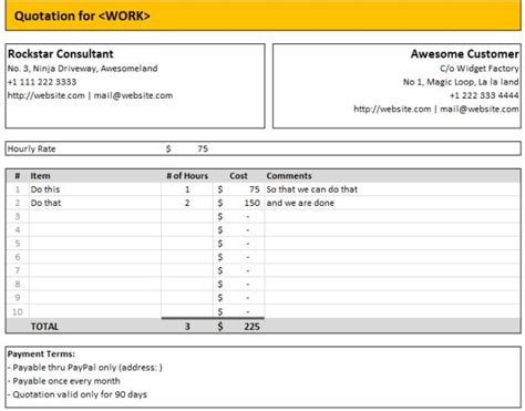 Free Quotation Templates Mikes Templates Quotations Quote Template Templates