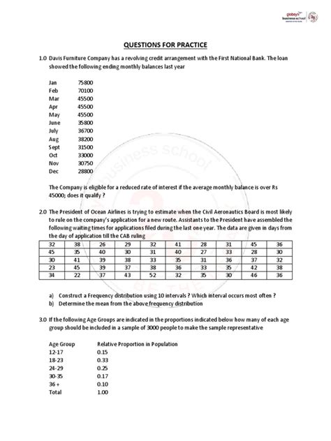 Questions For Practice From Mean Median Mode Pdf