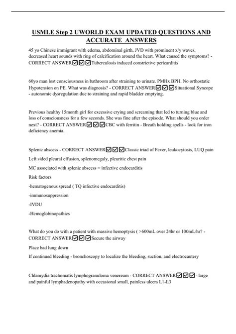Usmle Step 2 Uworld Exam Updated Questions And Accurate Answers Usmle Step 2 Stuvia Us