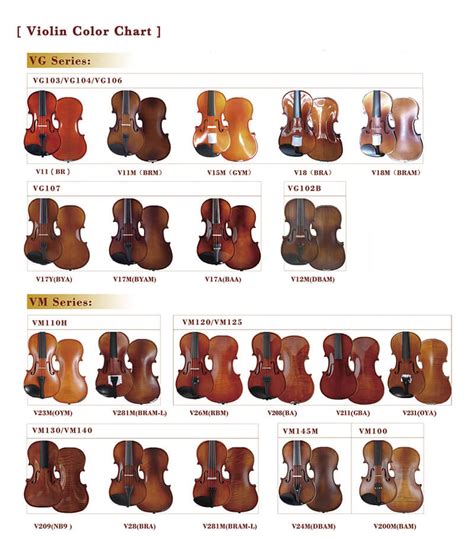 Violin Color Chart Aileen Music Co Ltd A Professional Music