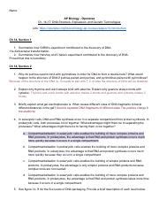 Amaris Davis AP Bio Openstax Ch Pdf Name AP Biology Openstax Ch DNA